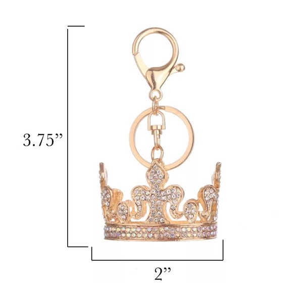 Accessories | Pink Crystal Fleurdelis Tiara Crown Keychain | Poshmark